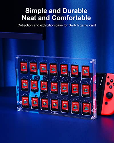 Hagibis Game Card Case for Nintendo Switch, 21 Cartridge Slots Holder Protective Shockproof Display Cabinet, Transparent Acrylic Game Storage Box for Switch NS NX (21 Slots)