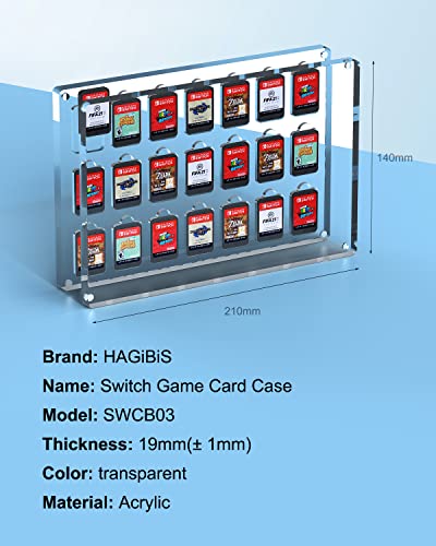 Hagibis Game Card Case for Nintendo Switch, 21 Cartridge Slots Holder Protective Shockproof Display Cabinet, Transparent Acrylic Game Storage Box for Switch NS NX (21 Slots)