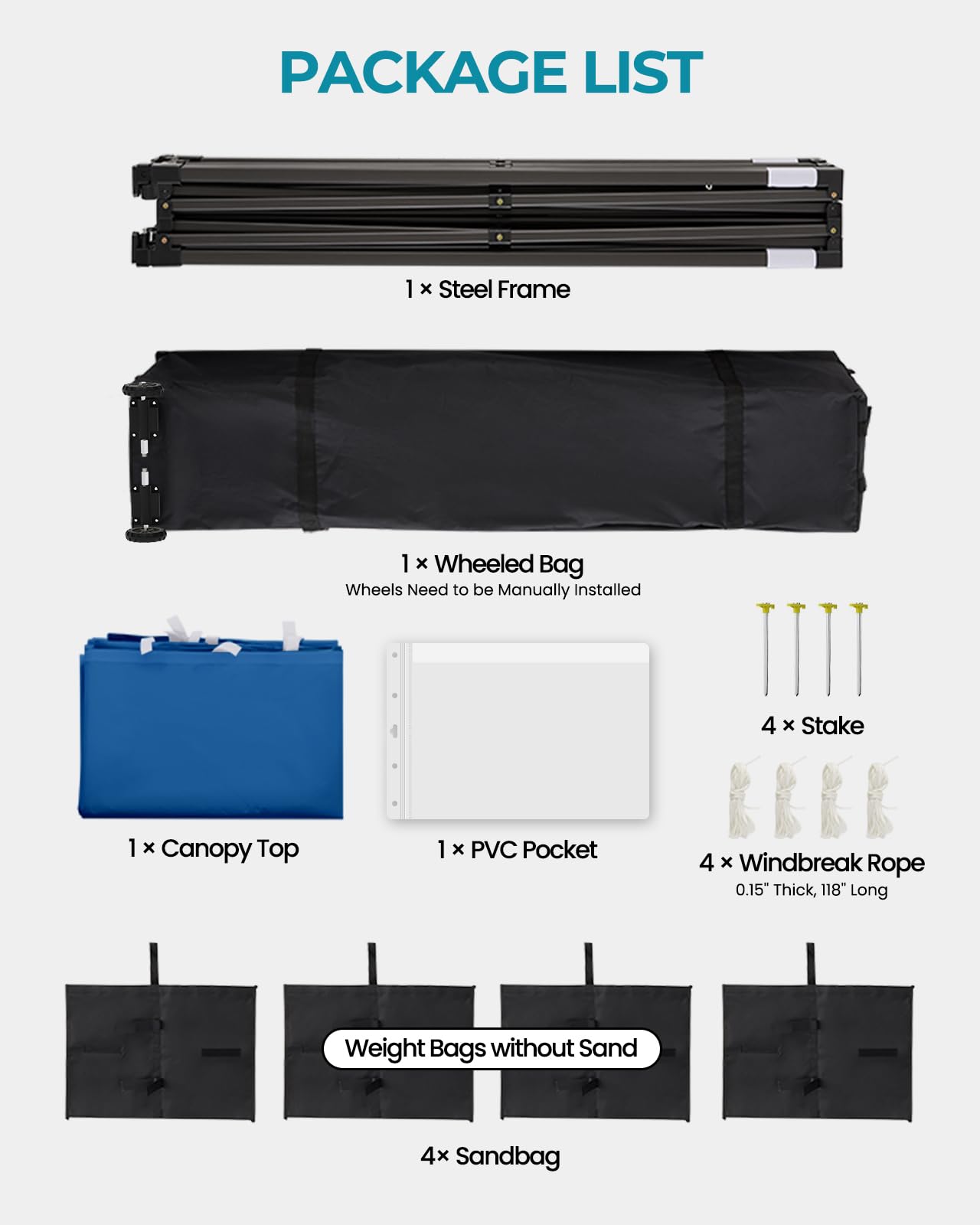 Eesdom 10in x 15in Canopy Tent with Roller Bag, Easy Up Pop Up Tent, 300D Silver-Coating Outdoor Shelter, 4 Stakes & 4Sandbags & 4 Ropes, Blue