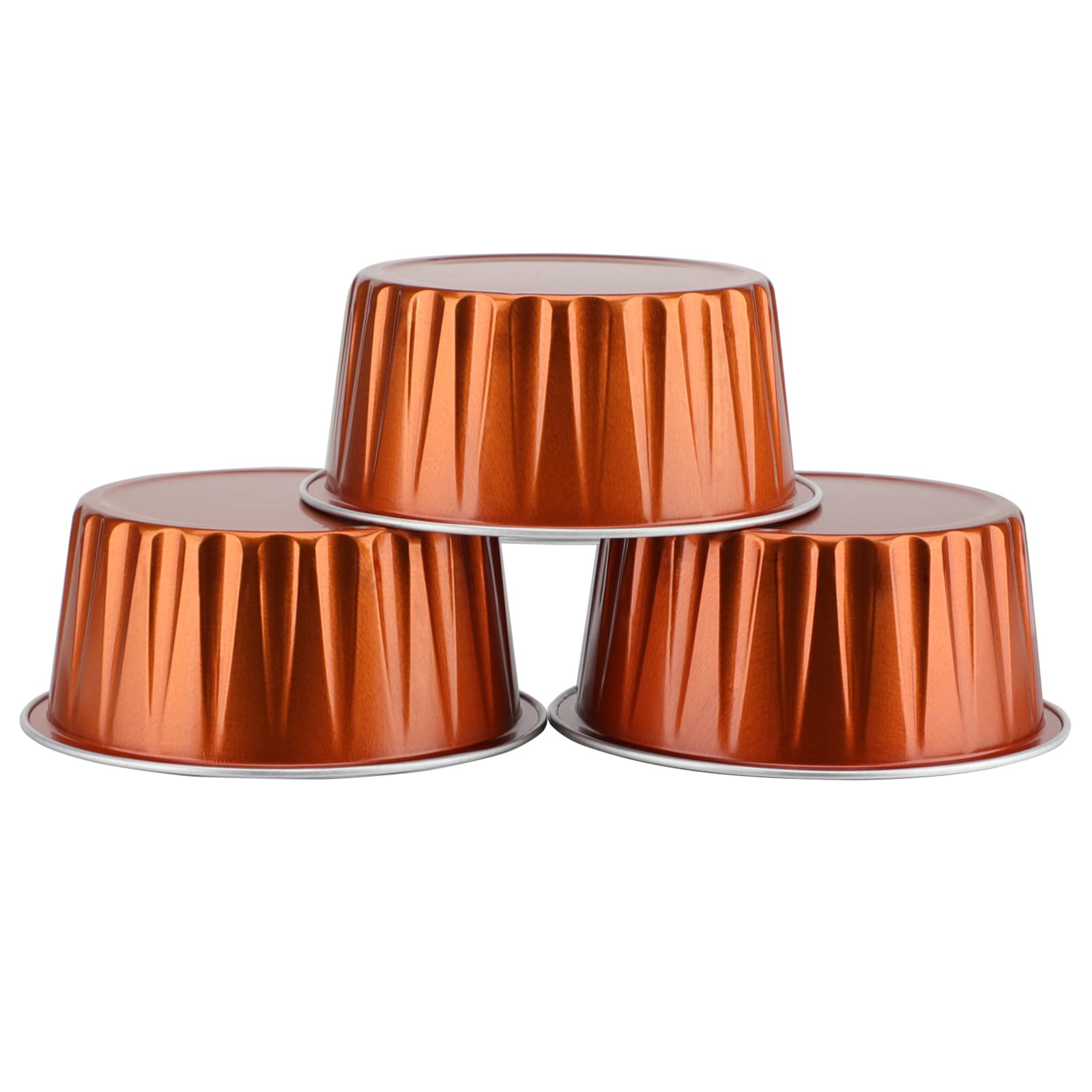 EUSOAR Foil Baking Cups, 30pcs 5oz Disposable Aluminum Foil Cups Cupcake Containers Wrappers with Lids, Dessert Cups with Lids Mini Aluminum Cheesecake Pan Creme Brulee Ramekins-Caramel