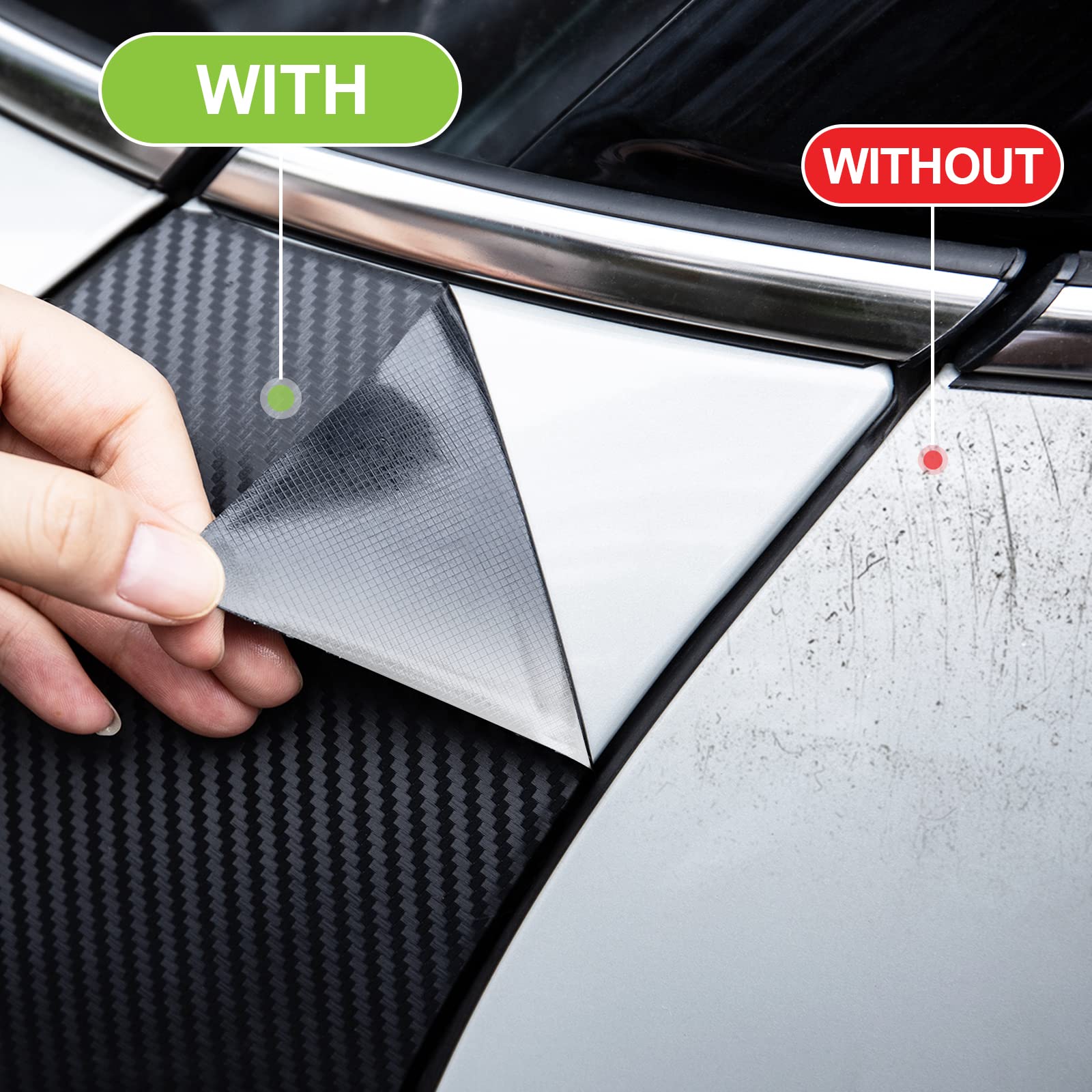 Spurtar Carbon Fiber Vinyl Wrap - 1.48ft X 5ft 3D Carbon Stickers, Matte Black, Includes Tools for Automotive Vinyl Wraps