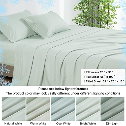 PHF Cooling Bamboo_ Sheets Set Twin Size, 3 Piece Silky Soft Viscose from Bamboo_ Bed Sheets Set, 1800 Thread Count 16 Inch Deep Pockets, Ultra Soft Smooth Breathable Bedding Sheets, Sage Green