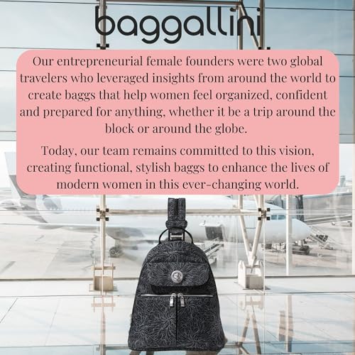 Baggallini Naples Convertible Small Daypack Sling Crossbody, Midnight Blossom