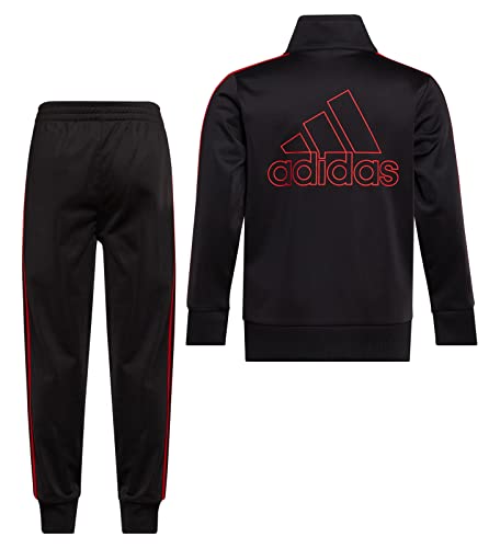 adidas boys 2 Piece Classic Tricot Set Track Pants, Black With Scarlet, 9 Months US