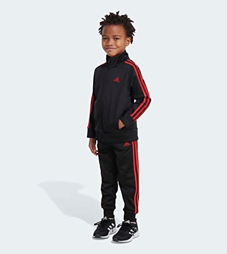 adidas boys 2 Piece Classic Tricot Set Track Pants, Black With Scarlet, 9 Months US
