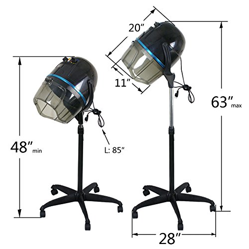Epetlover 1300W Adjustable Hooded Hair Dryer Professional Stand Up Bonnet Hair Dryer Salon Equipment with Rolling Base for Home Hair Drying
