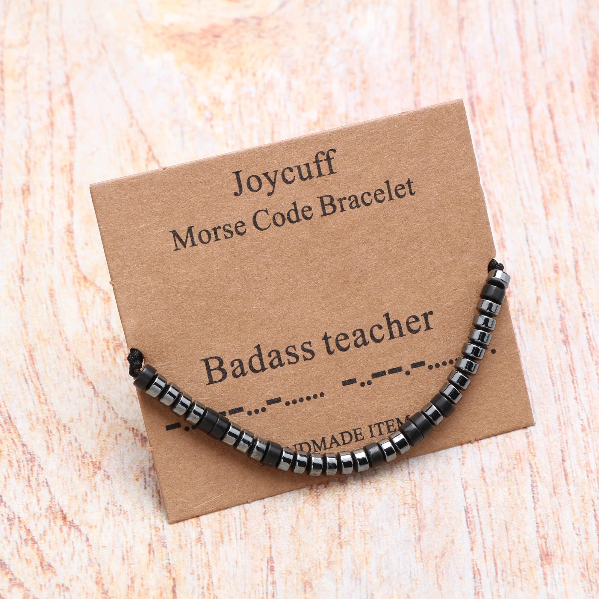 Joycuff Teacher Gifts for Christmas Birthday Morse Code Bracelets for Women Men Trendy Wrap for Thanks Giving Handmade Adjustable Bracelets for Teacher