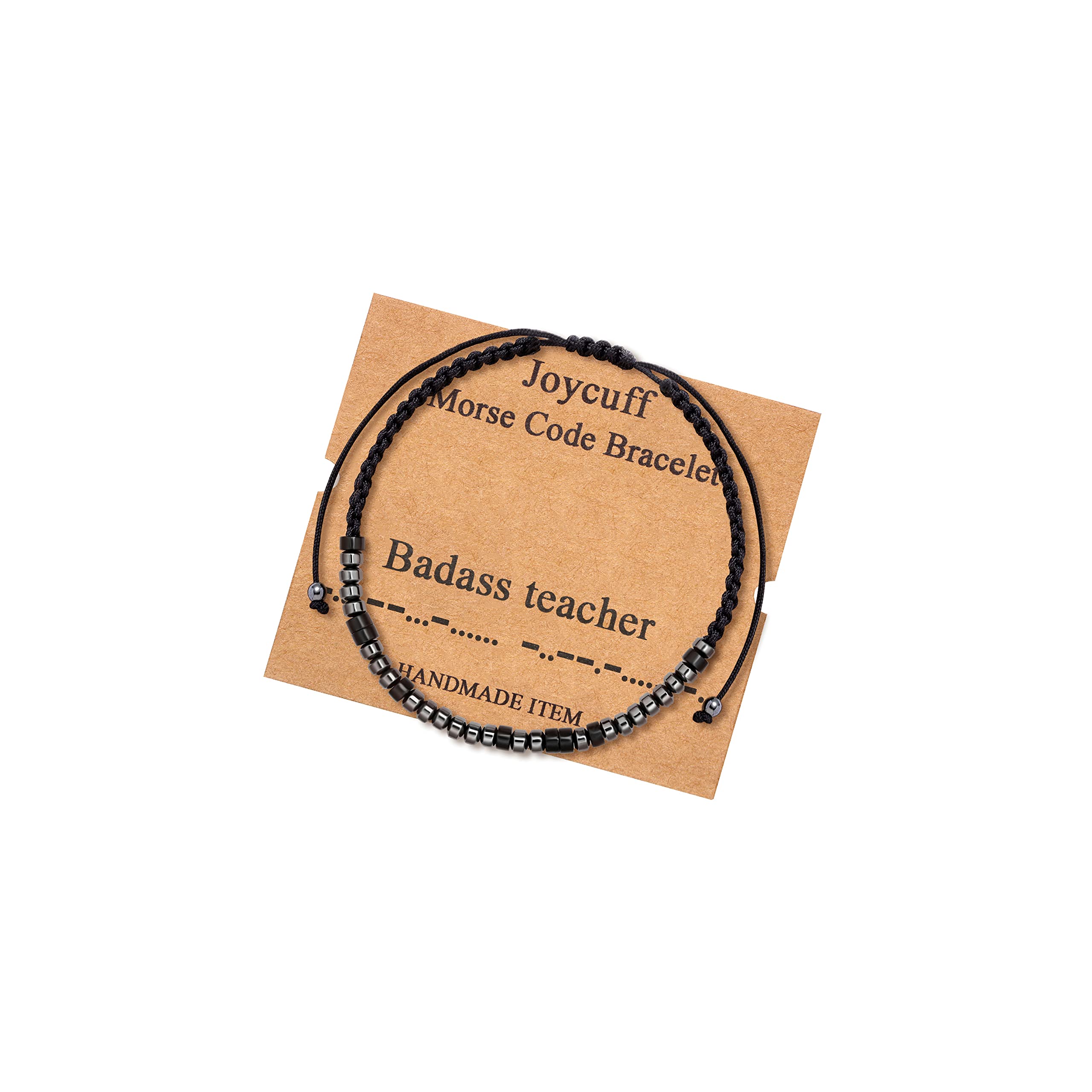 Joycuff Teacher Gifts for Christmas Birthday Morse Code Bracelets for Women Men Trendy Wrap for Thanks Giving Handmade Adjustable Bracelets for Teacher