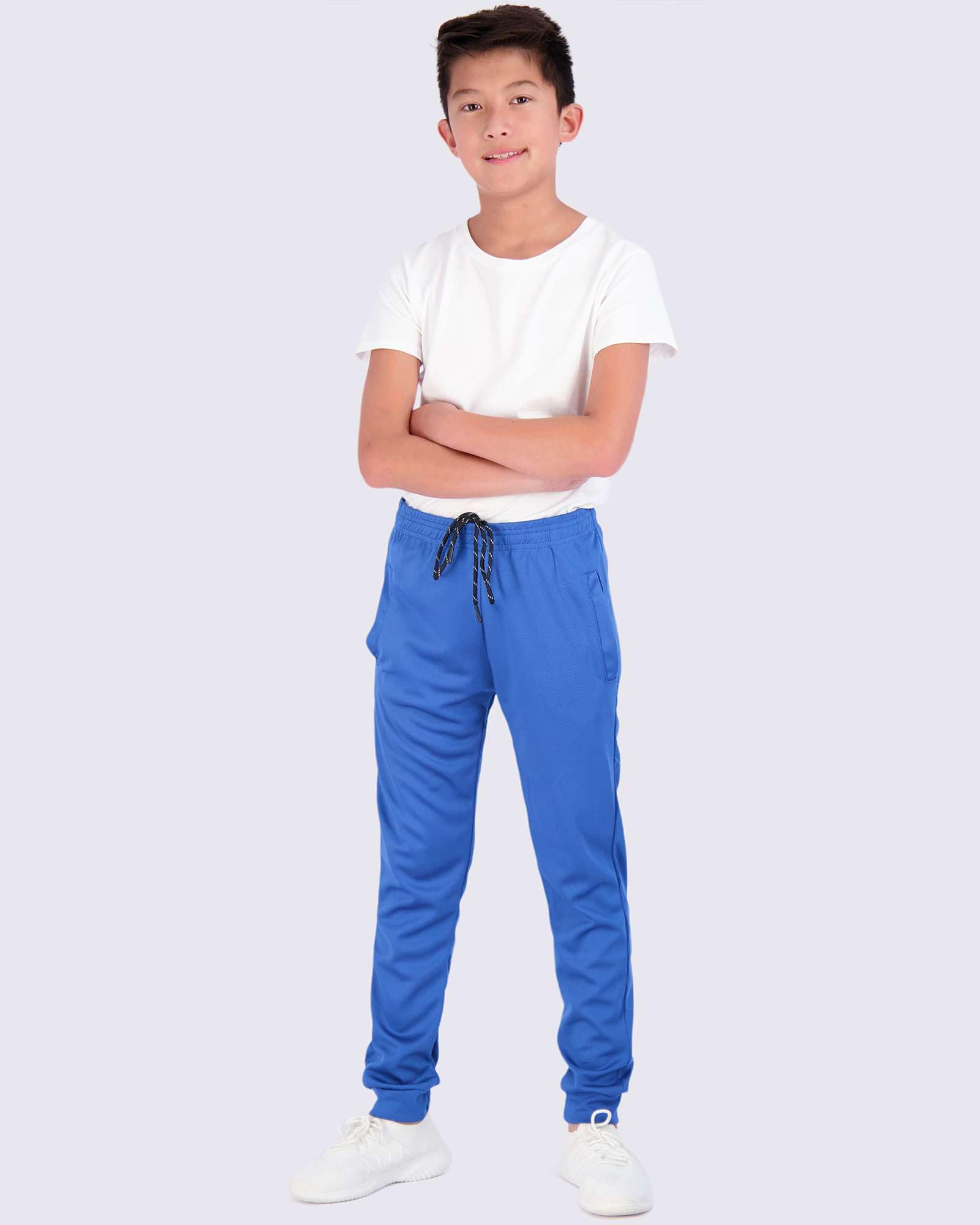 Real Essentials 3 Pack Boys Youth Active Teen Mesh Sweatpants Joggers Running Basketball School Track Pants Athletic Workout Gym Training Jogger Fit Kid Casual Pockets - Set 4,S(8)