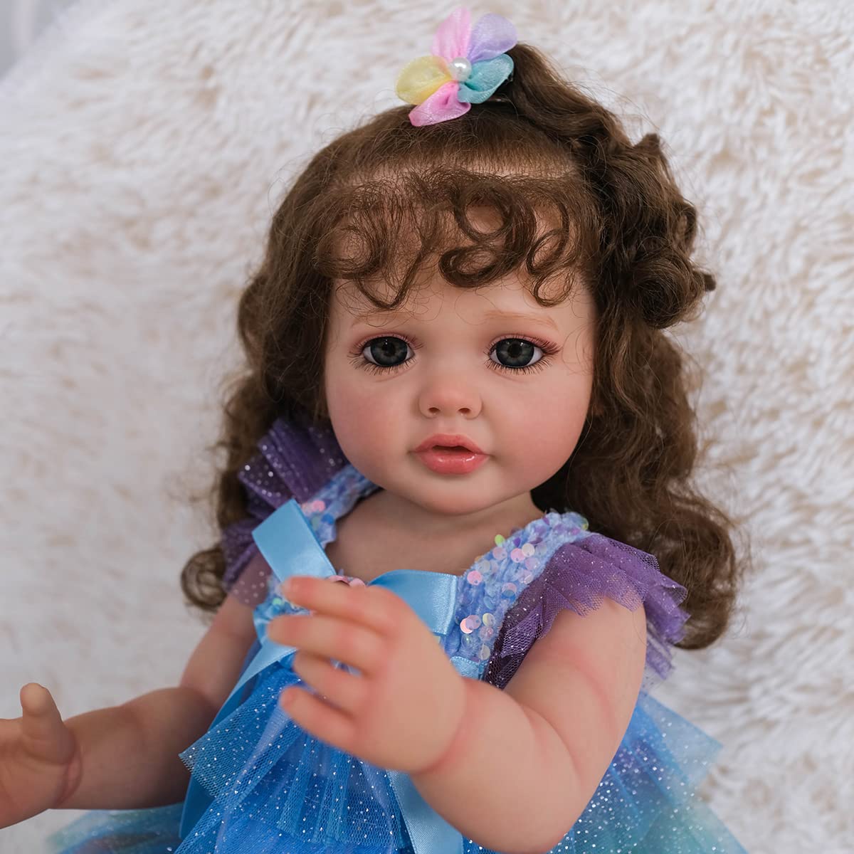 Pinky Reborn Lifelike Baby Dolls Girl 22 Inch Full Silicone Vinyl Body Reborn Baby Realistic Newborn Baby Dolls Toy for Collection & Kids Age 3+