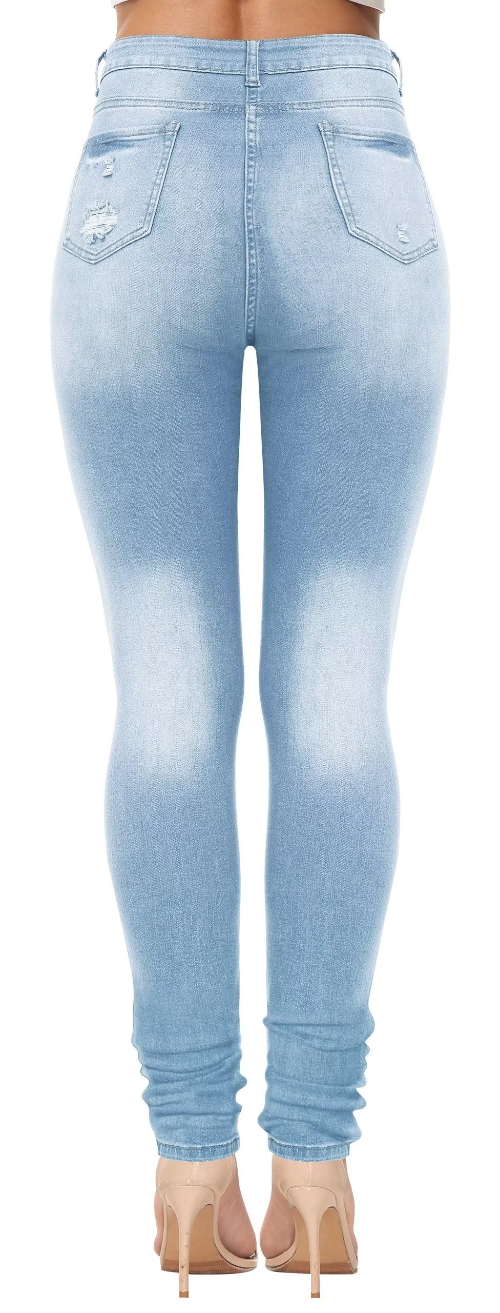 KDF Women's High Waisted Jeans for Women Distressed Ripped Jeans Slim Fit Butt Lifting Skinny Stretch Jeans Denim Pants