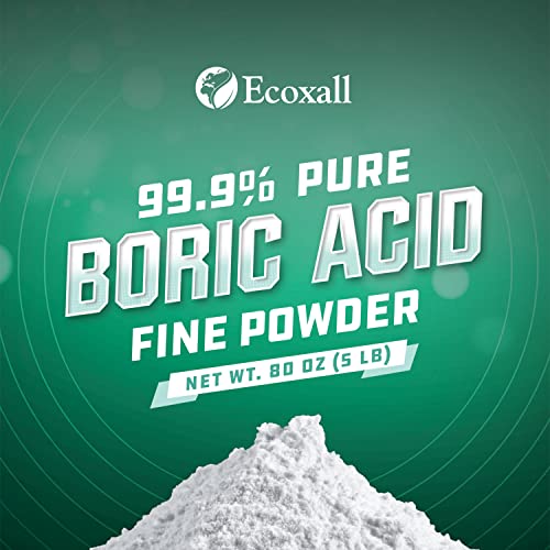 Ecoxall Boric Acid Fine Powder - 5 Pound - 99.9% Pure Fine Powder - Highly Effective Multipurpose Cleaner - Used as a Kitchen Cleaner, Laundry Stain Remover and Deodorizer - Industrial Grade Strength