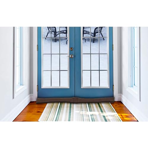 Home District French Door Draft Stopper - Weighted Under Door Draft Blocker, Apartment Noise Blocker, Window Draft Dodger, Winter Door Insulation Strip - 72 Inches Long - Chocolate Brown