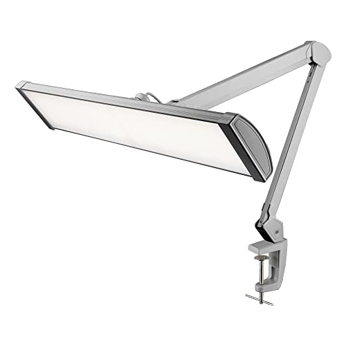 Neatfi Ultra 3,500 Lumen LED Desk Lamp, Color Correlated Temperature, 3 Light Modes, Dimmable, 45W, 26 Inch Wide Metal Shade, 540 SMD LEDs (CCT with Clamp, Silver)
