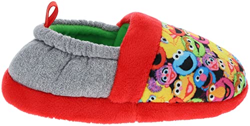 Sesame Street Toddler Slippers, Allover Character Print, Red/Grey, Size 7/8