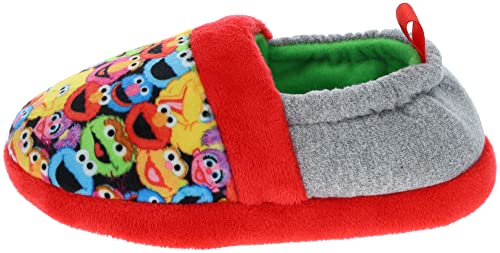 Sesame Street Toddler Slippers, Allover Character Print, Red/Grey, Size 7/8
