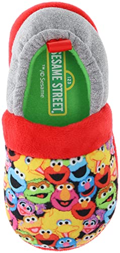 Sesame Street Toddler Slippers, Allover Character Print, Red/Grey, Size 7/8