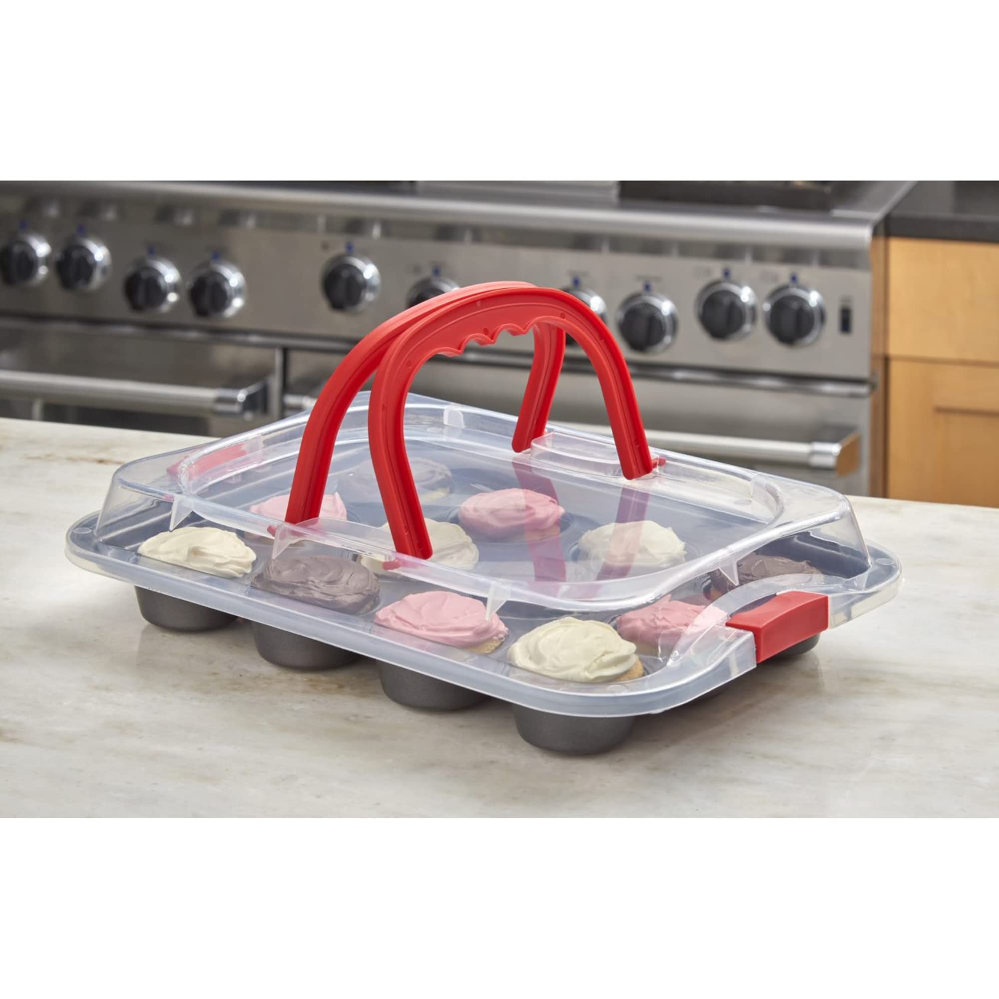 Nifty Solutions Cake Pan & Muffin Pan with Lid, 2 Piece Baking Pans Set - 9 x 13 Cake Pan & 12-Cup Muffin Pan, Non-Stick Pans, Kitchen Bakeware, Dishwasher Safe