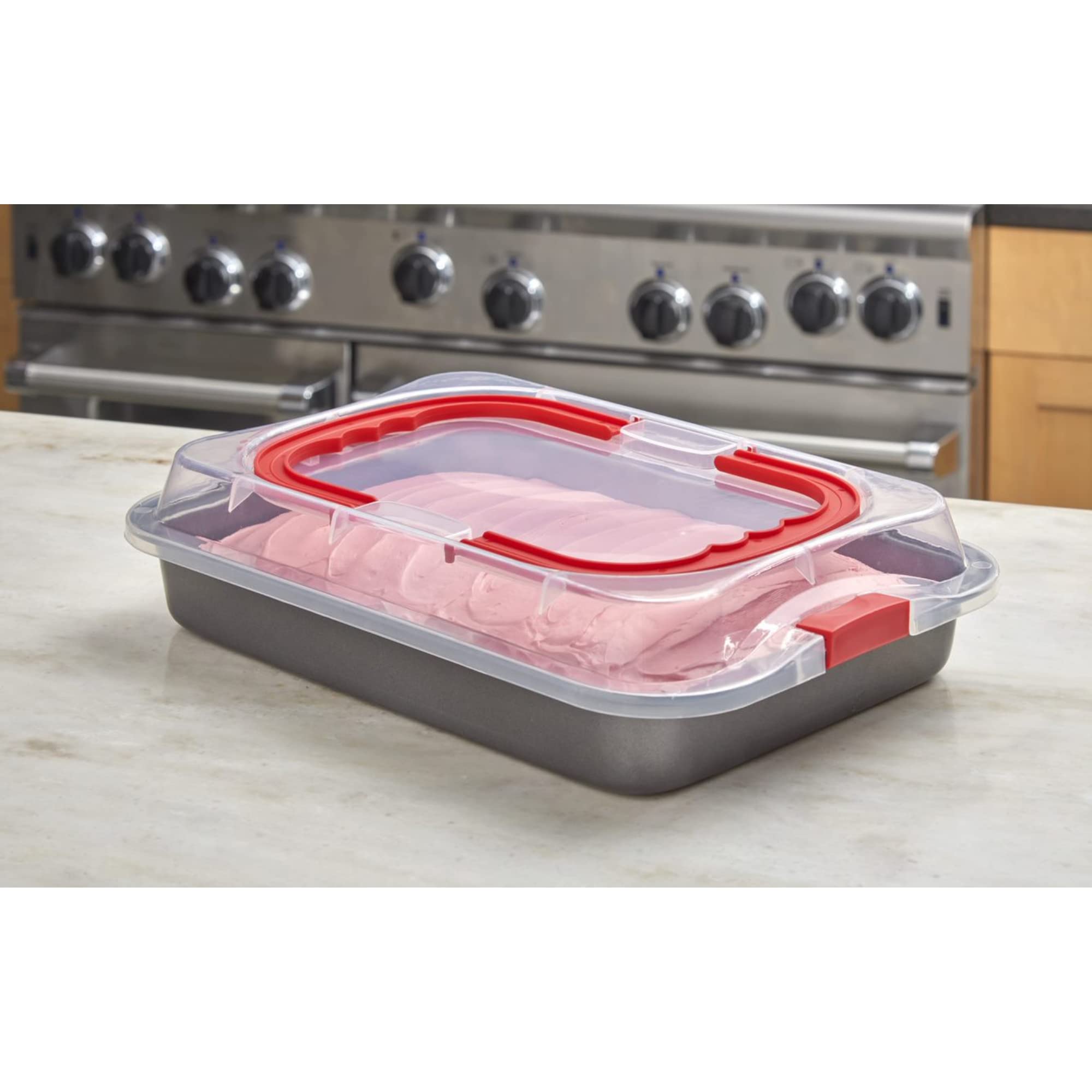 Nifty Solutions Cake Pan & Muffin Pan with Lid, 2 Piece Baking Pans Set - 9 x 13 Cake Pan & 12-Cup Muffin Pan, Non-Stick Pans, Kitchen Bakeware, Dishwasher Safe