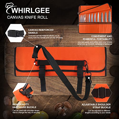 Chef Knife Roll Bag - 20 Total Pockets for Knives and Kitchen Utensils - with an Adjustable Shoulder Strap and Handle,Perfect for the Traveling Chef and Culinary Students -Knives Not Included
