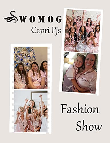 SWOMOG Satin Pajama Set Women Silk Pjs Set Short Sleeve 2 Piece Button Down Sleepwear Lounge Sets White