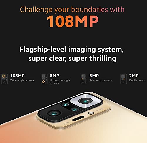 Xiaomi Redmi Note 10 Pro (128GB, 6GB) 6.67" Snapdragon 732G 5020mAh Battery Dual SIM GSM Unlocked Global 4G LTE (T-Mobile, Metro, Global) International Model (Fast Car Charger Bundle, Gradient Bronze)