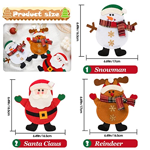 Kregio Christmas Silverware Tableware Holders Set 3Pcs Santa Reindeer Snowman Cutlery Holder Knife Forks Spoons Bags-Christmas Utensil Holder For Party Holiday Wedding Xmas Decorations Table Setting