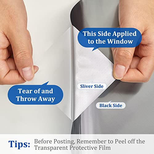 Sun Blocking Window Privcy Film Privacy Day and Night Anti UV Heat Control Window Tint for Home Mirror Reflective Static Cling Non-Adhesive Window Sticker(17.5 x 78.7 Inch)
