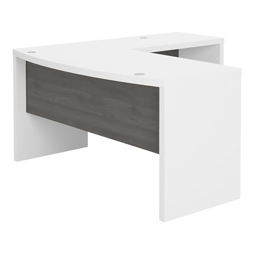 Bush Business Furniture Echo L Shaped Bow Front Office Desk in Pure White and Modern Gray, Modern Computer Table for Home or Professional Workspace