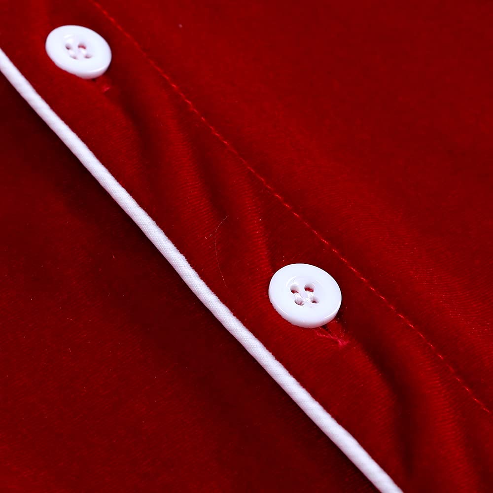 MYGBCPJS Kids Velvet Pajamas Toddler Button-Down Solid Long-Sleeve T-Shirt Top + Pants 2PCS Christmas Outfits Clothes