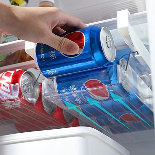 KWQBHW Fridge Drawer Can Organizer Hanging Soda Can Refrigerator Organizer Bins Can Holder Fridge Beverage Storage Box Clear Can Container