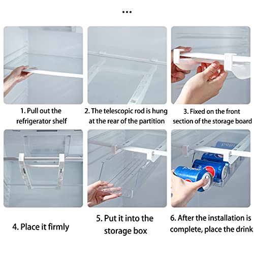 KWQBHW Fridge Drawer Can Organizer Hanging Soda Can Refrigerator Organizer Bins Can Holder Fridge Beverage Storage Box Clear Can Container
