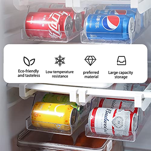 KWQBHW Fridge Drawer Can Organizer Hanging Soda Can Refrigerator Organizer Bins Can Holder Fridge Beverage Storage Box Clear Can Container