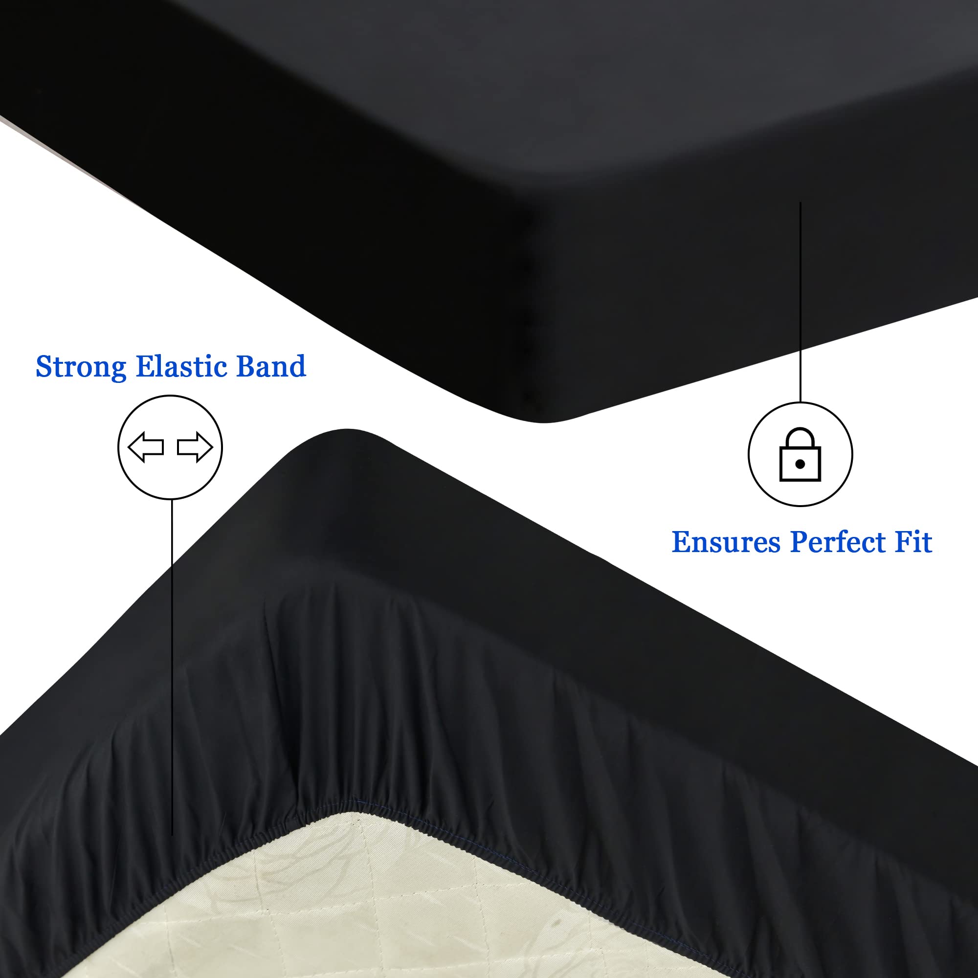 Sufdari Twin Mattress Protector Waterproof,Mattress Cover Twin Size for Bed,18" Deep Pocket Fitted Sheet Style Mattress Protector with Elastic Rubber Band-Black,Twin