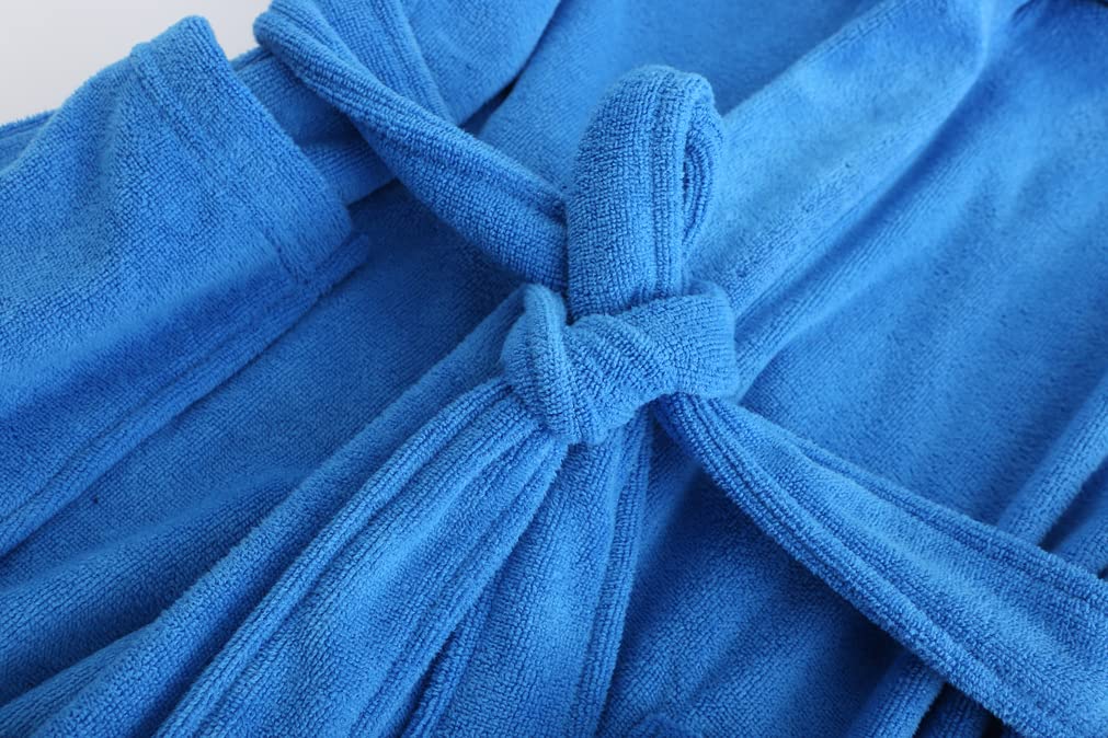 SWMSTUPF Boys Girls Bathrobe Soft Towel Hooded Robe 100% Turkish Cotton Bathrobe(Blue,9-10 Years)