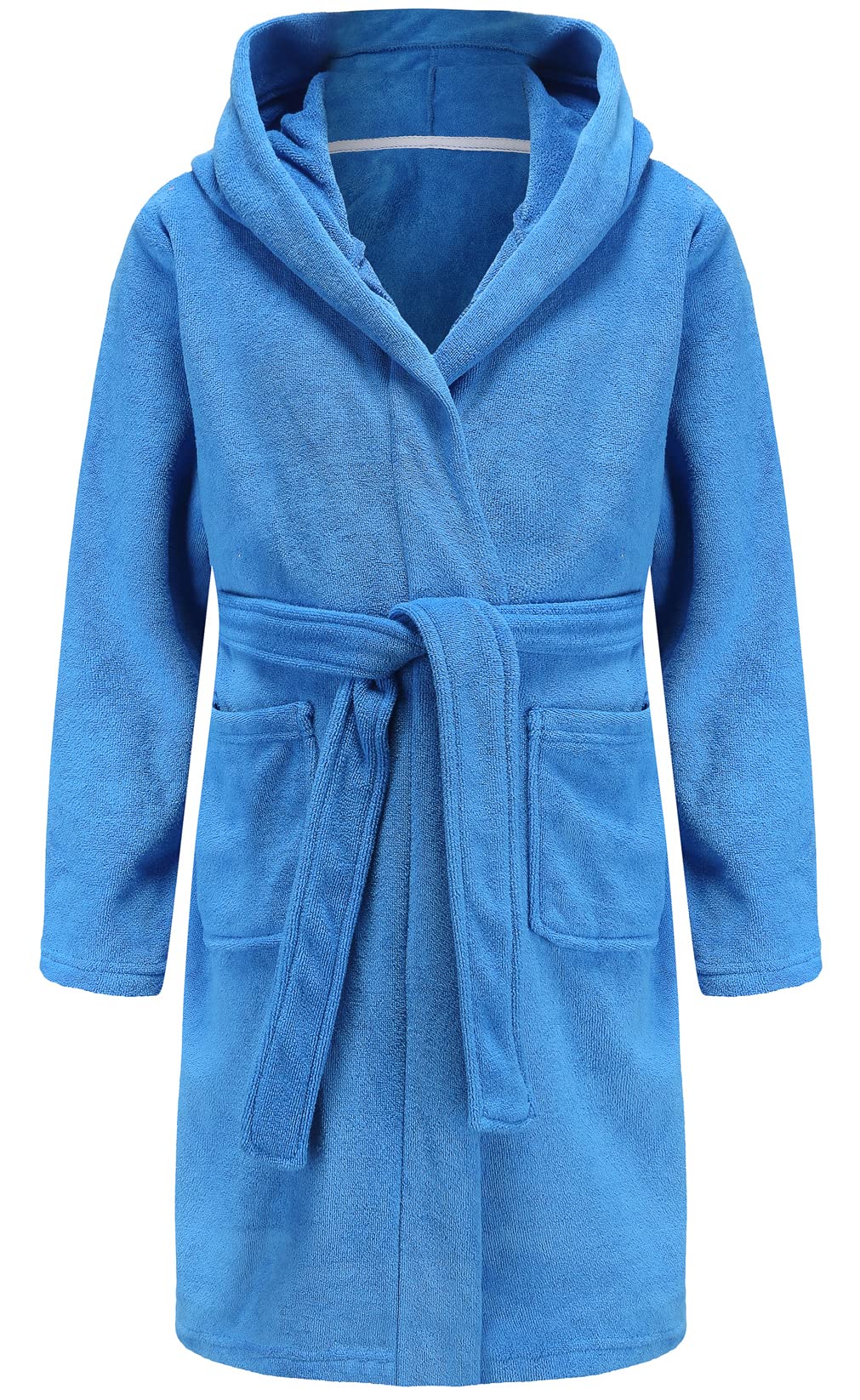 SWMSTUPF Boys Girls Bathrobe Soft Towel Hooded Robe 100% Turkish Cotton Bathrobe(Blue,9-10 Years)