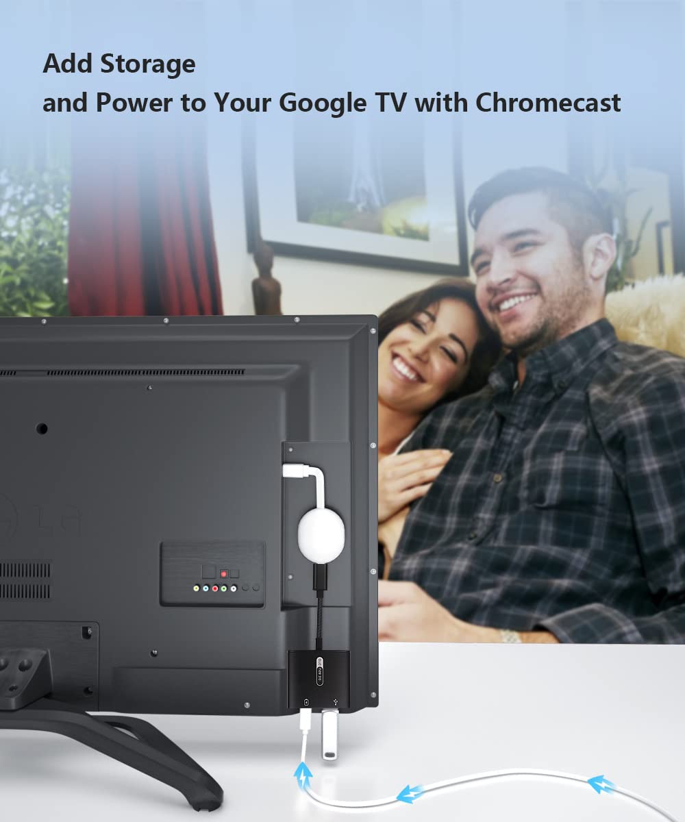 USB C OTG Adapter with Power, 2 in 1 USB C to USB with 60W PD Charging Adapter Compatible with iPhone 15/15 Pro, iPad Pro, Galaxy S24/S23/S21/Tab S8/S9, Pixel 8/7/6, Google Chromecast with Google TV