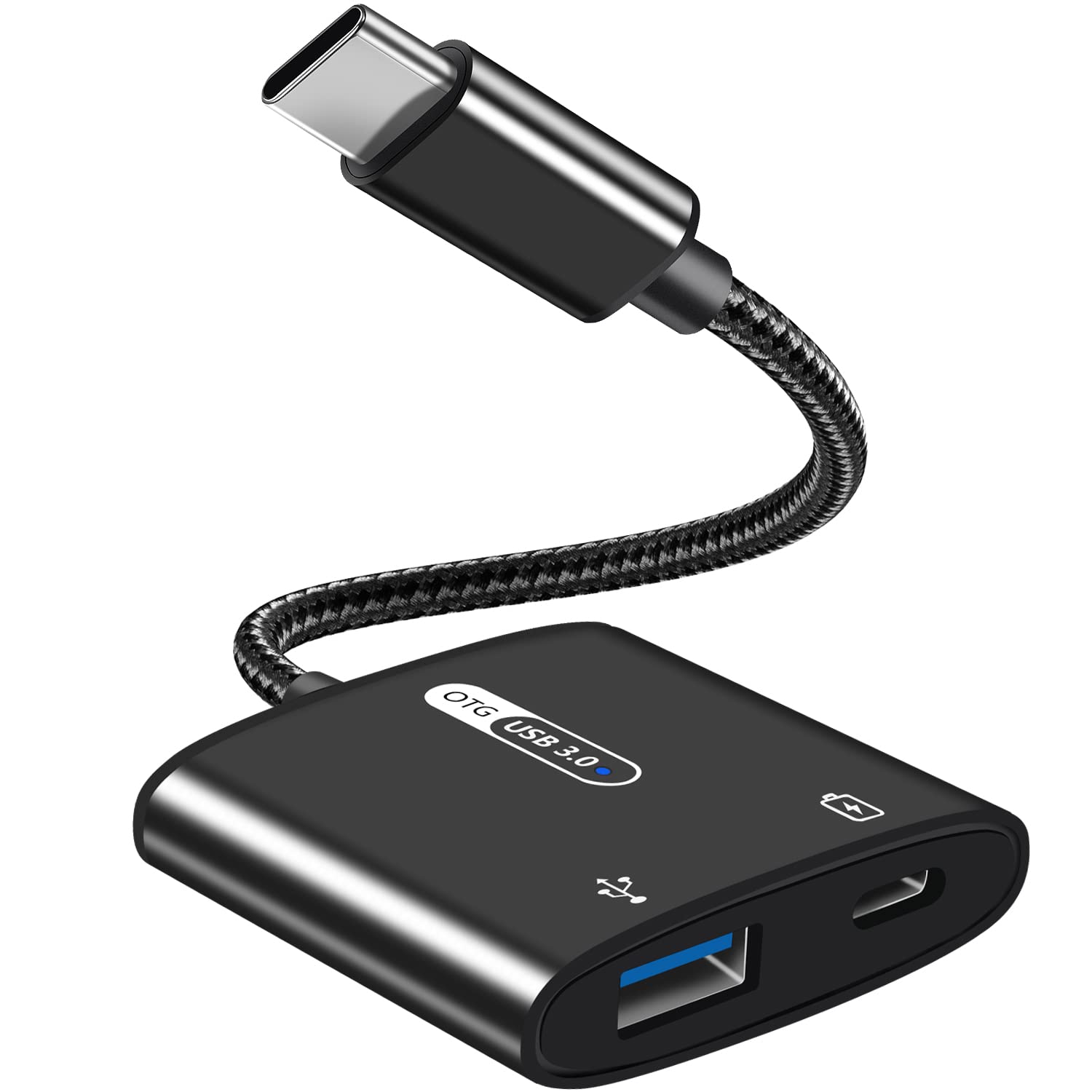 USB C OTG Adapter with Power, 2 in 1 USB C to USB with 60W PD Charging Adapter Compatible with iPhone 15/15 Pro, iPad Pro, Galaxy S24/S23/S21/Tab S8/S9, Pixel 8/7/6, Google Chromecast with Google TV