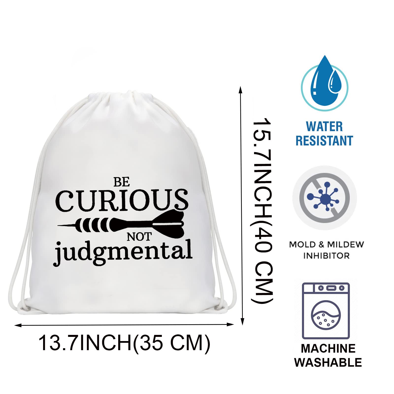 TOBGBE Ted TV Show Drawstring Backpack Be Curious Not Judgmental Bag Sport Gym Sackpack Water Resistant String Bag Soccer Lover Gift (Not Judgmental DB)
