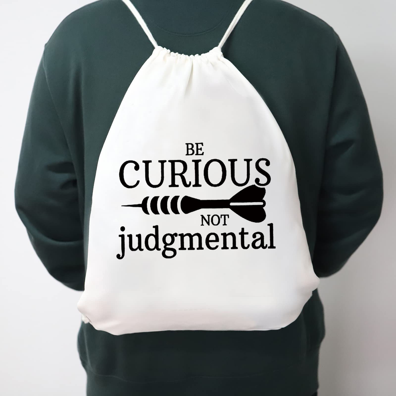 TOBGBE Ted TV Show Drawstring Backpack Be Curious Not Judgmental Bag Sport Gym Sackpack Water Resistant String Bag Soccer Lover Gift (Not Judgmental DB)