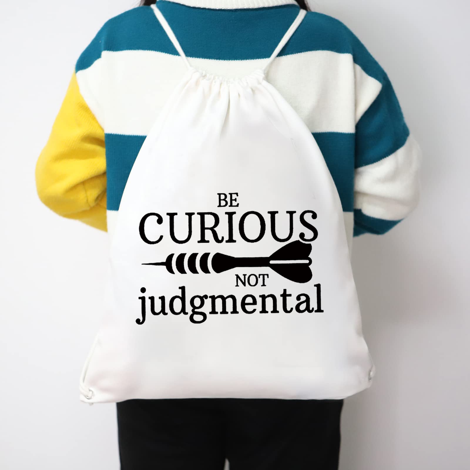 TOBGBE Ted TV Show Drawstring Backpack Be Curious Not Judgmental Bag Sport Gym Sackpack Water Resistant String Bag Soccer Lover Gift (Not Judgmental DB)