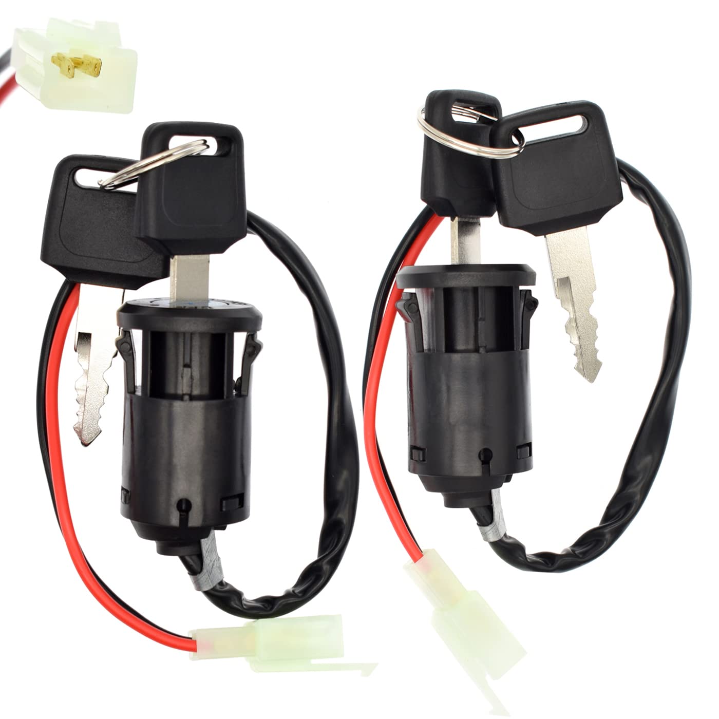 Riyitauto 2 PCS 2 Wire Ignition Key Switch for Electric Scooter Golf Scooter Bikes ATV Moped GoKart U KS51 Motorcycle 2 Position Type on Off