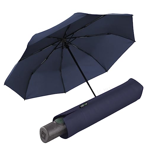 Knirps Vision Duomatic Automatic Open Close Rain Umbrella - Compact Windproof Umbrella for Rain - Durable Travel Umbrella for Adults - 97cm Diameter Retractable Umbrella & Carrying Case, Water Colored