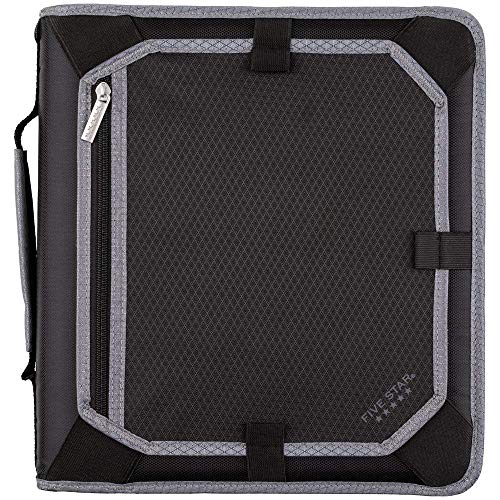 2 Inch Zipper Binder, 3 Ring Binder, Expansion Panel, Durable, Black/Gray