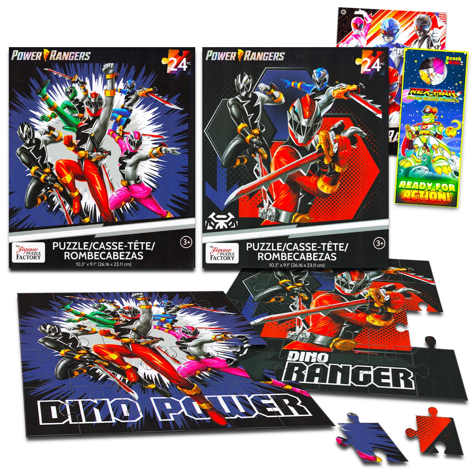 Pink Ranger Power Rangers Jigsaw Puzzle Set for Kids - Bundle with 2 Power Rangers 24 Piece Puzzles Plus Power Rangers Stickers and More (Toddler Jigsaw Puzzles)