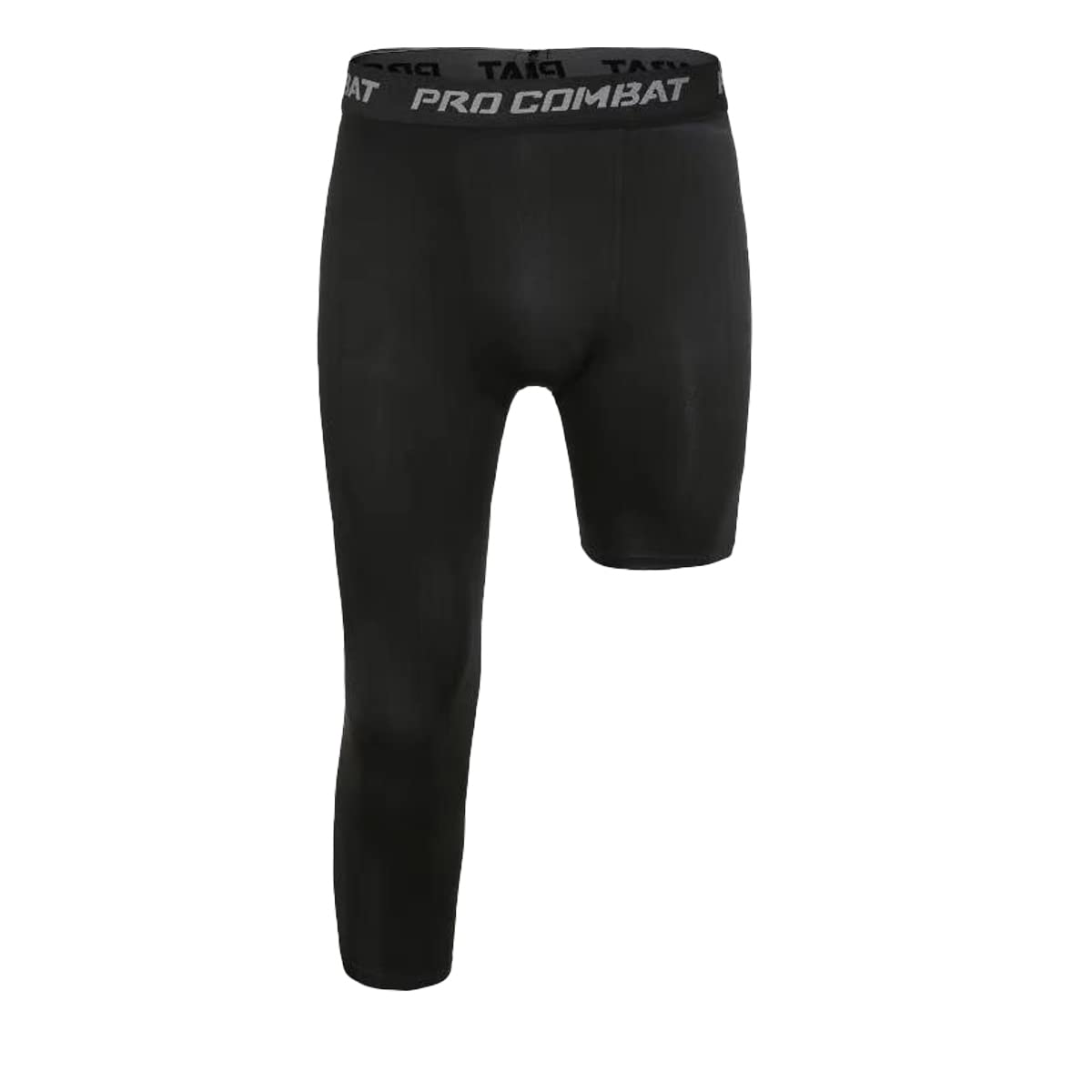 Jonscart Men?s 3/4 One Leg Compression Capri Tights Pants Athletic Base Layer Underwear (Black-R,S)