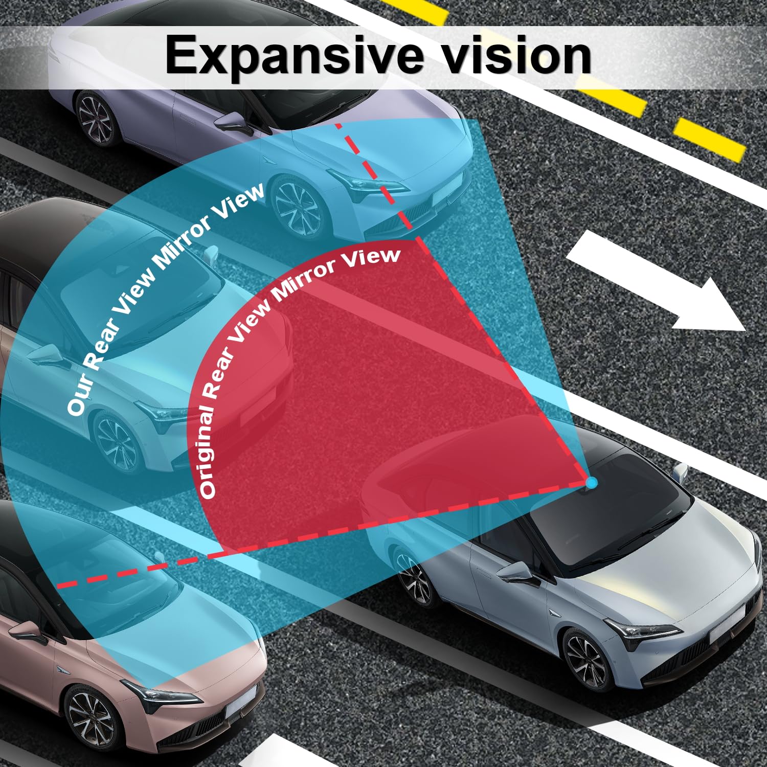 LivTee Panoramic Rear View Mirror 11.2''(285mm), Wide Angle Convex Curve Interior Rearview Mirror Clip on Original Mirror to Eliminate Blind Spot for Cars SUV Trucks