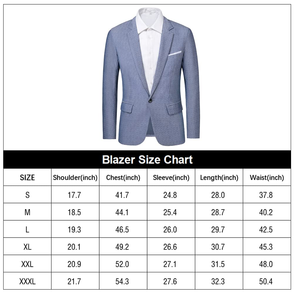 RONGKAI Mens Casual Blazer Sports Coats Suit Jackets for Men Slim Fit One Button Lightweight Blue