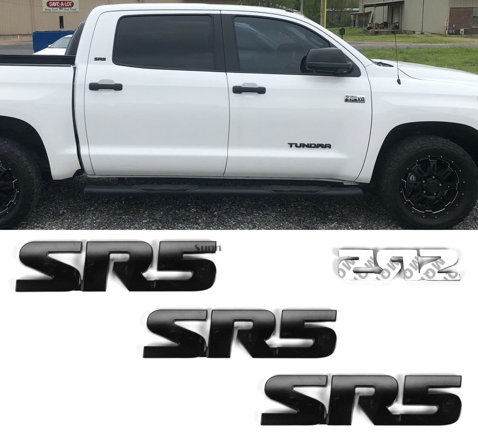 Weekeight 3PCS OEM 3.86" x 0.98" 3D Metal SR5 Matt Black Emblem Badge for Tacoma Tundra 4Runner