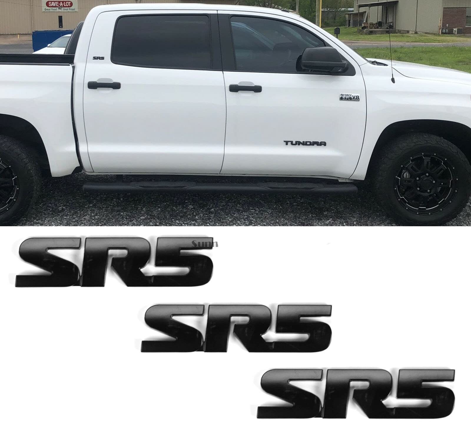 Weekeight 3PCS OEM 3.86" x 0.98" 3D Metal SR5 Matt Black Emblem Badge for Tacoma Tundra 4Runner